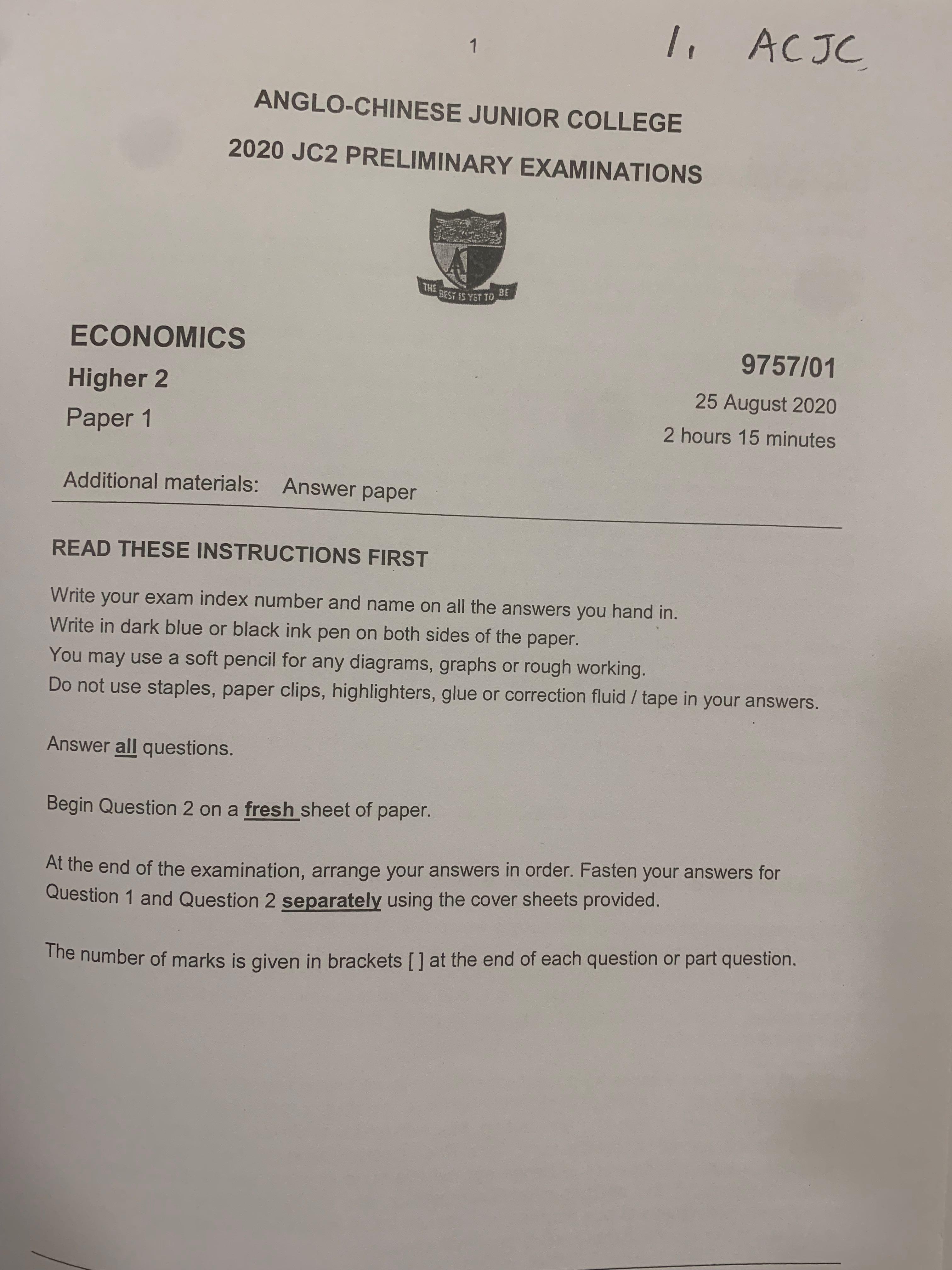 (NEGO ALLOWED) H2 ECONS JC2 PRELIM QP + ANS compiled, Hobbies & Toys ... (NEGO ALLOWED) H2 ECONS JC2 PRELIM QP + ANS compiled, Hobbies & Toys ...