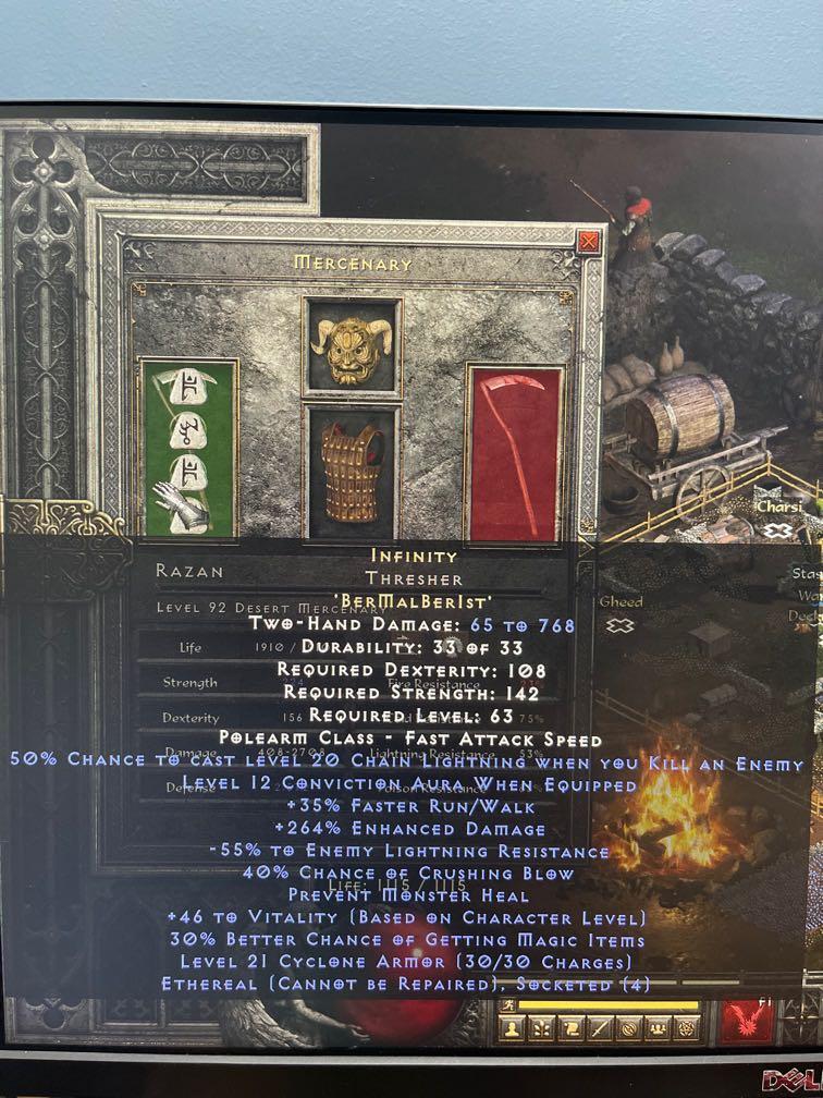 Infinity Ethereal Thresher Diablo 2 Resurrected, Video Gaming, Gaming ...
