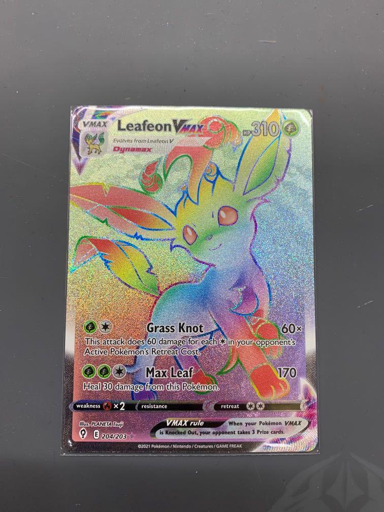 Leafeon Vmax rainbow card, Hobbies & Toys, Toys & Games on Carousell