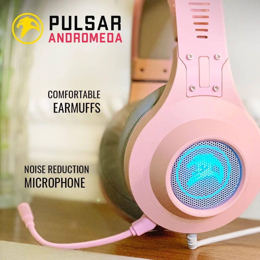 Panther Pulsar Andromeda Pink RGB Gaming Headphones, Audio, Headphones ...
