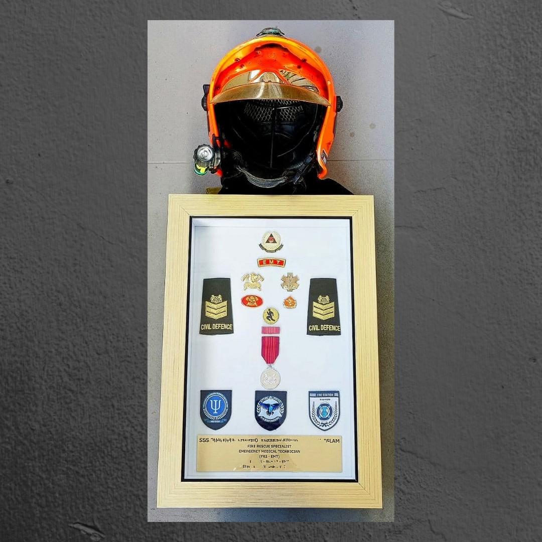 SCDF Firemen Helmet and Medal Display Plaque - Army Navy Airforce SCDF ...