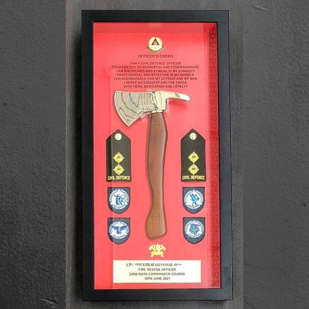 SCDF Fire Fighter Officer Axe Case - Firemen medal display, Hobbies ...