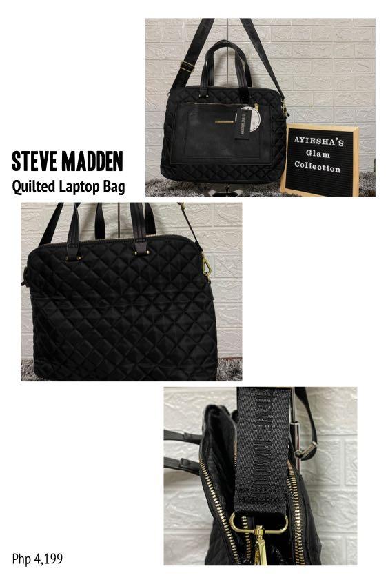 STEVE MADDEN BLACK QUILTED LAPTOP BAG, Women's Fashion, Bags & Wallets ...