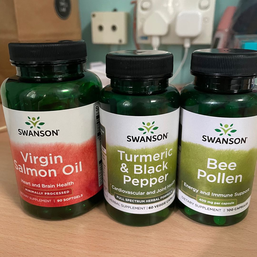 Swanson supplement vitamin virgin salmon oil tumeric & black pepper bee ...