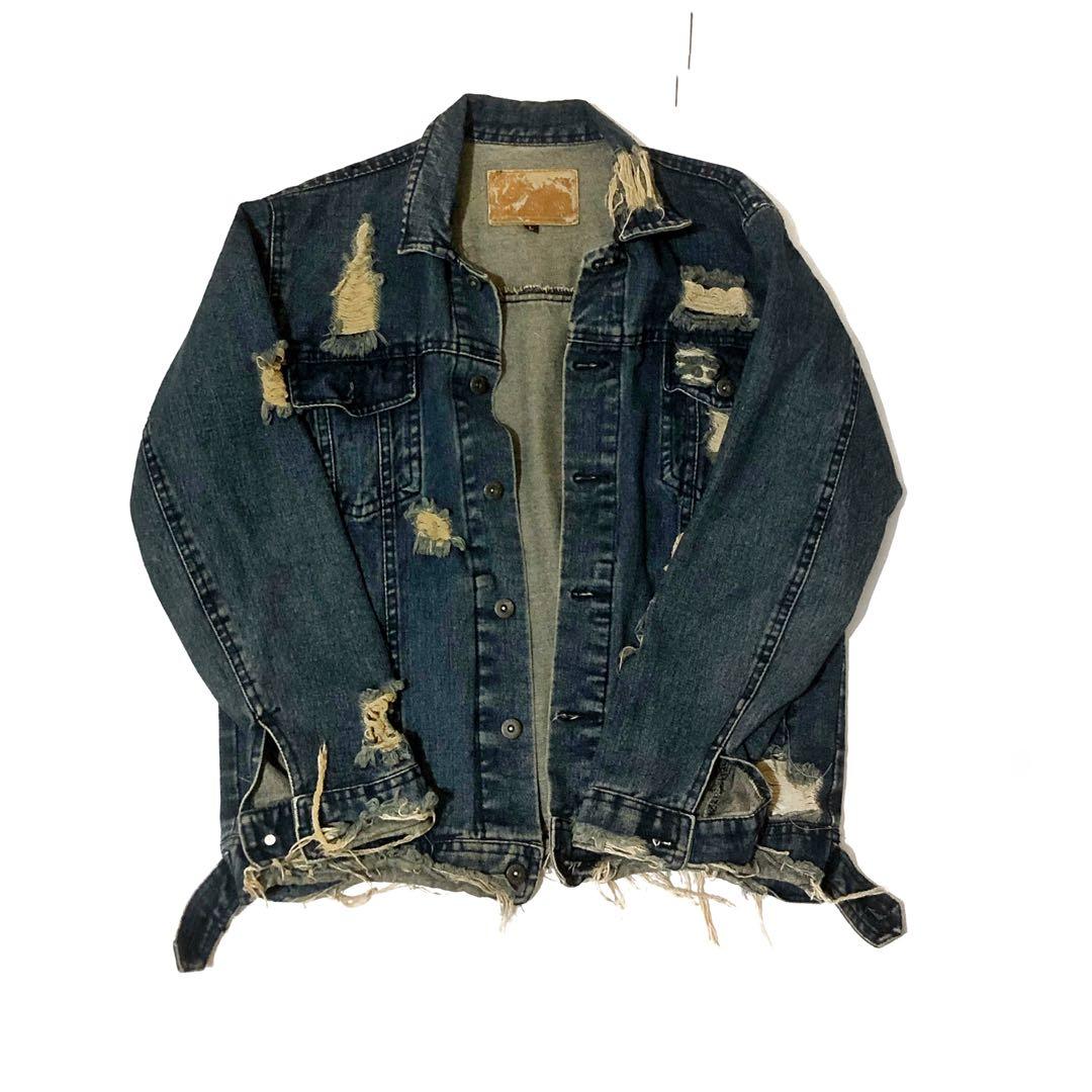 Thanksomnia Ripped Denim Jacket - Jaket Denim, Men's Fashion, Men's ...