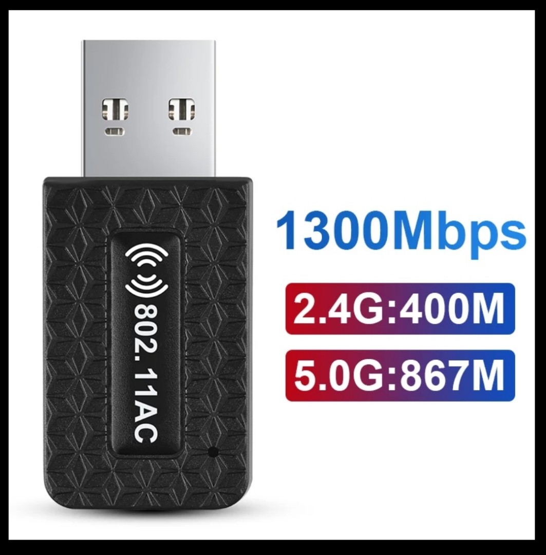 WiFi Adapter USB 1300Mbps Network Card Ethernet Dongle 5Ghz Lan Wi-Fi ...