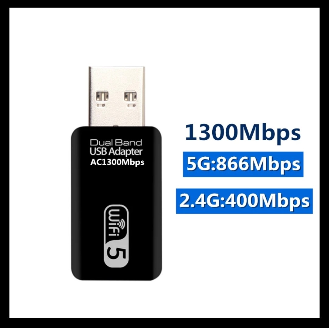 WiFi Type 5 Adapter USB 1300Mbps Wifi5 Network Card Ethernet Dongle ...