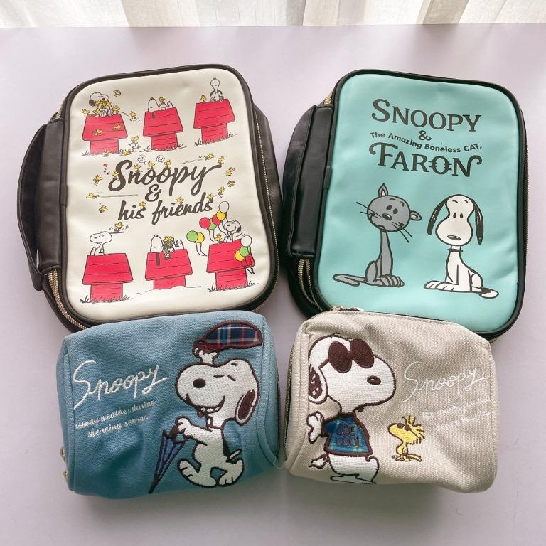 日本 Peanuts Snoopy & Faron 史諾比 主題 化妝 收納袋, 女裝, 手袋及銀包, 多用途袋 - Carousell