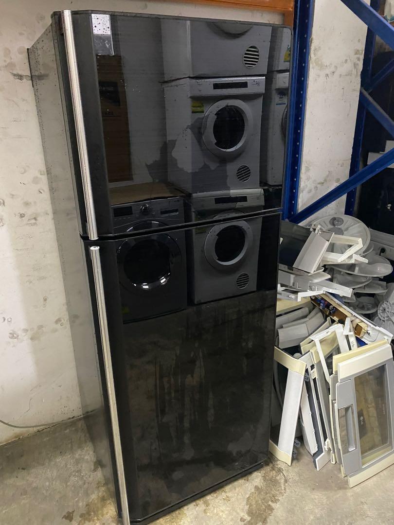 Black Sharp Glass Door Fridge, 368L, TV & Home Appliances, Kitchen ...
