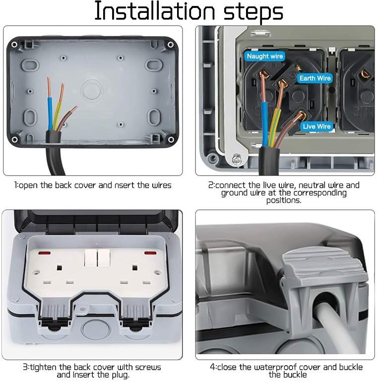 [C3278] Weatherproof Outdoor Sockets, Double Waterproof Switched Power ...