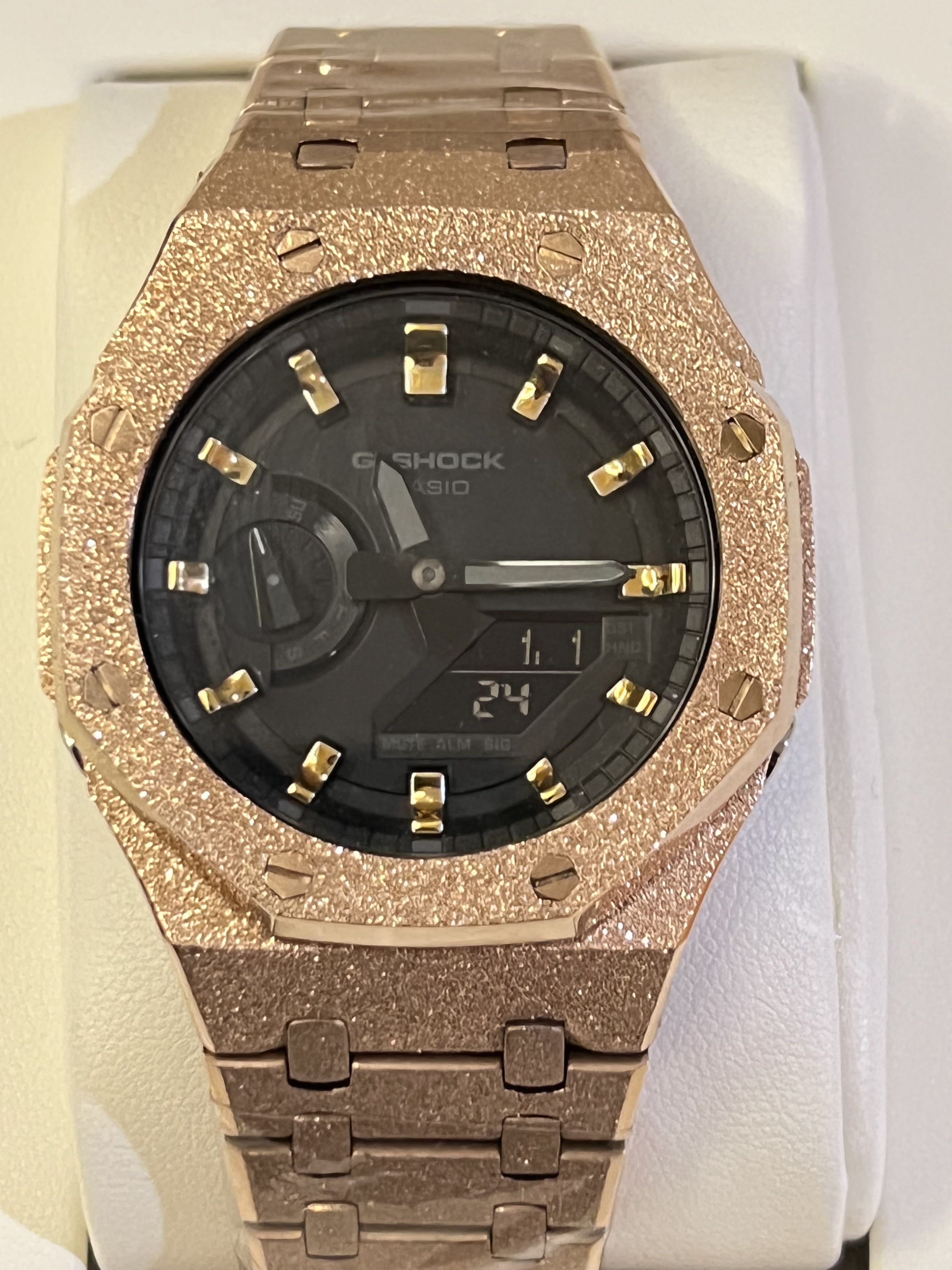 Casioak mod gshock custom Frosted rose gold design mod GA2100 ga2110 ...
