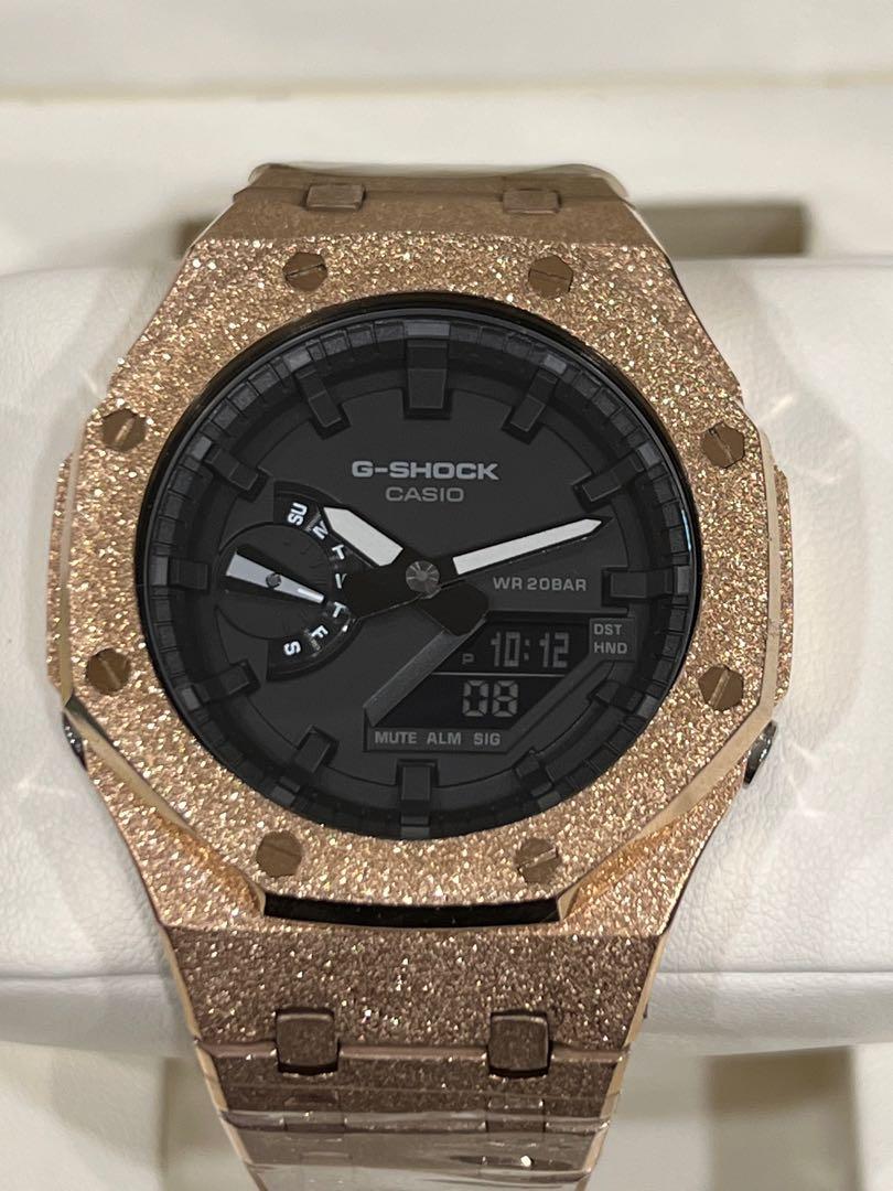 Casioak mod gshock custom Frosted rose gold design mod GA2100 ga2110 ...
