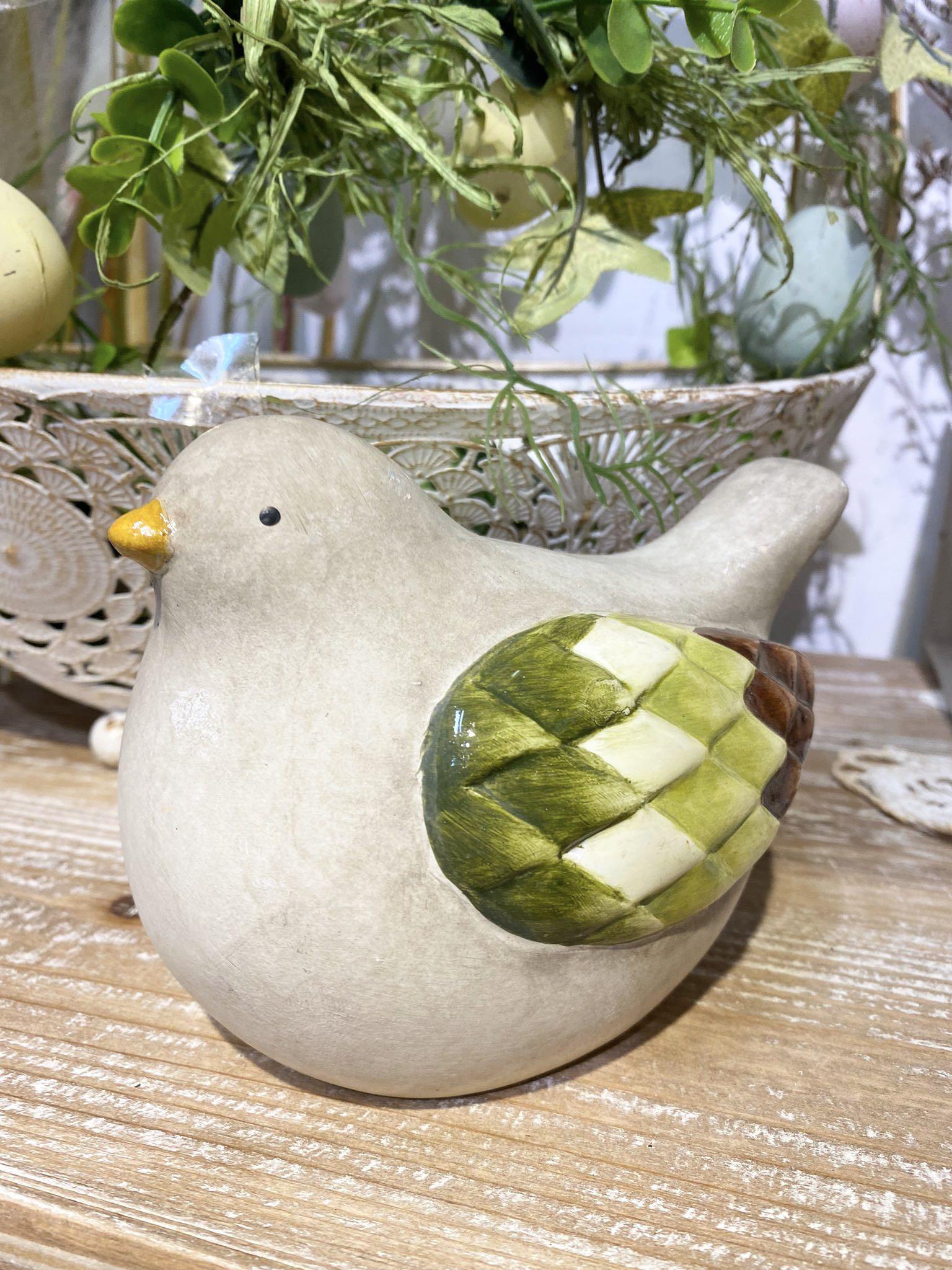 Chubby fat round bird with green wing garden decor figurine, Furniture ...