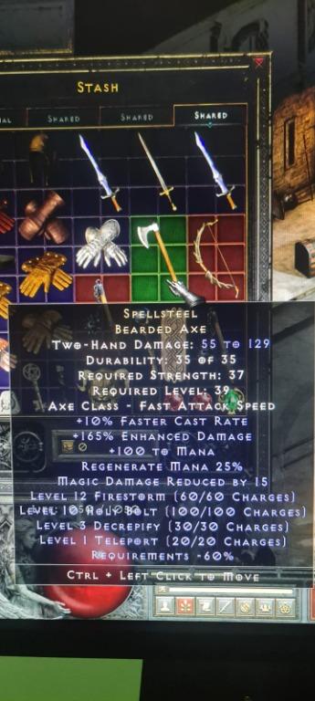 D2R Unique Axe with Teleport, Video Gaming, Gaming Accessories, In-Game ...