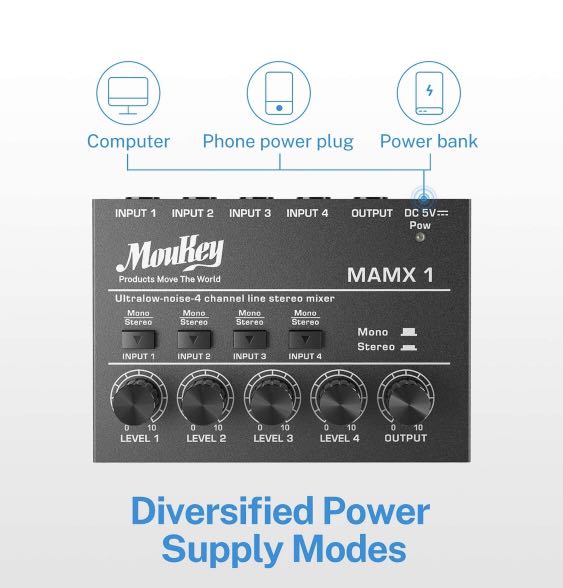 Moukey Ultra Low-Noise 4-Channel Line Mixer, Audio, Soundbars, Speakers ...