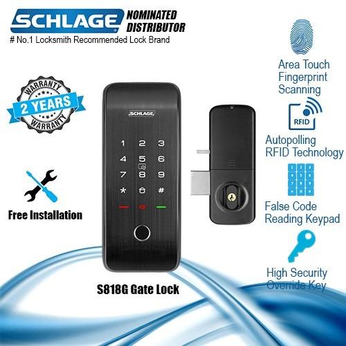 (No.1 US Lock Brand) Schlage S818G Digital Gate Door Lock Fingerprint ...