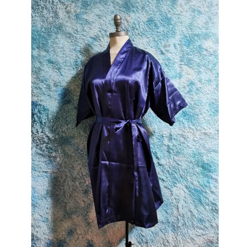 Silk robes (navy blue), Women's Fashion, Undergarments & Loungewear on ...