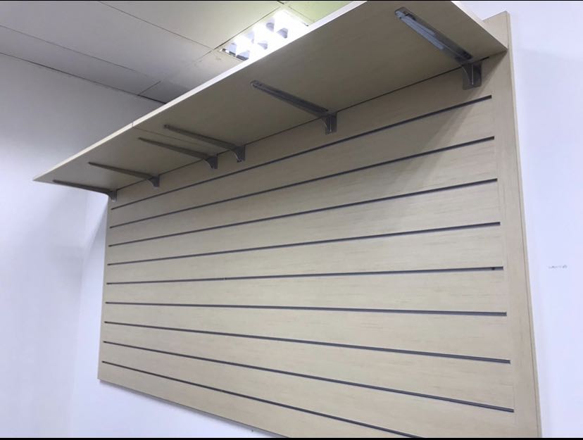 Slatwall custom panels x 3 with shelves for retail shop, Furniture ...