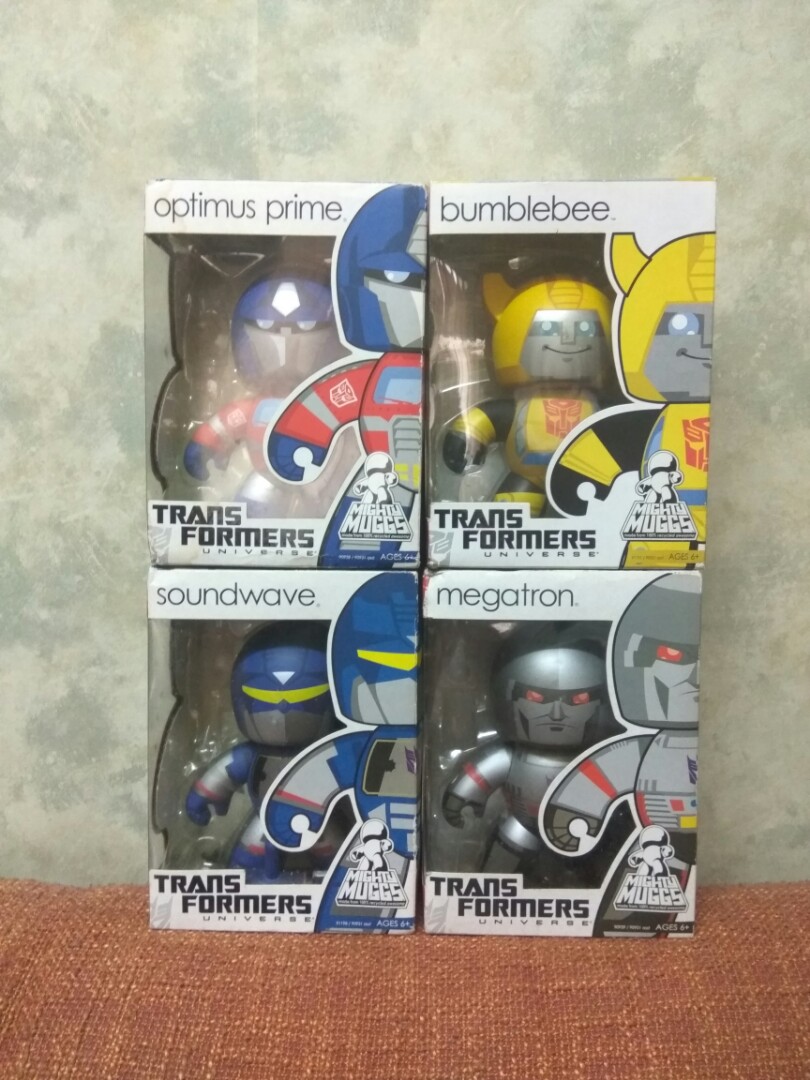 Transformers Mighty Muggs Optimus prime , Soundwave , bumblebee ...
