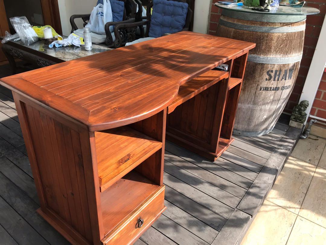 Vintage Pine Study Table (Price Negotiable), Furniture & Home Living ...