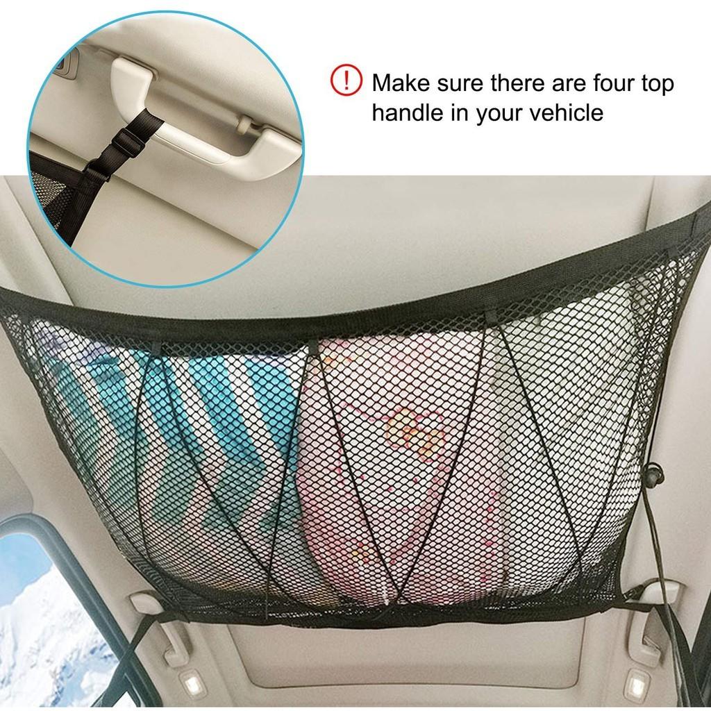 0Car Interior Ceiling Cargo Net Bag, 31"x23" Adjustable Double-Layer ...