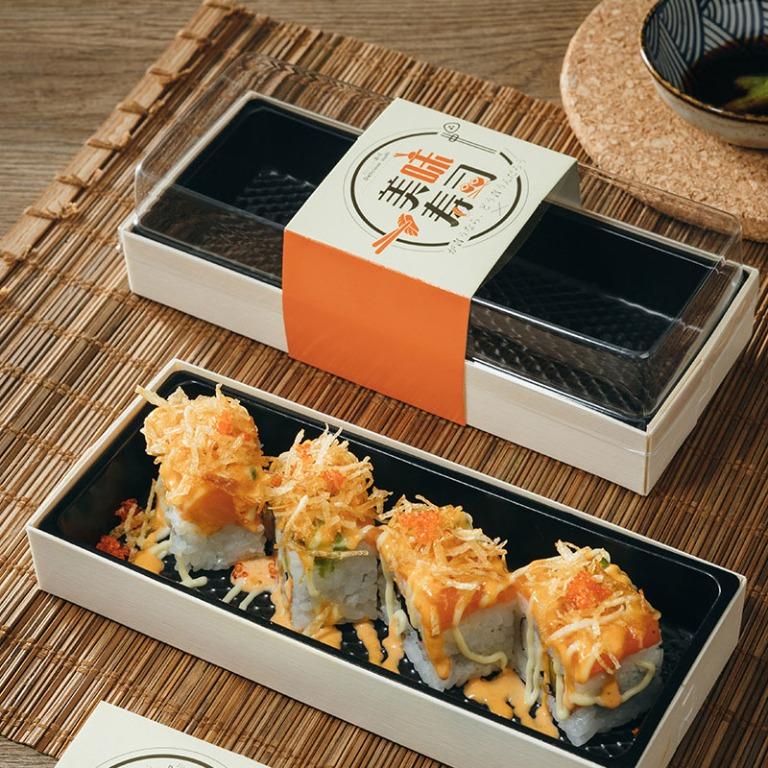 50pcs Sushi Boxes with clear lids, for japanese sushi salad, sashimi ...