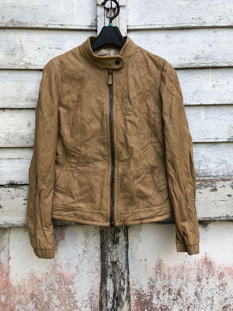 Authentic Coach Leather Jacket in Brown, Women's Fashion, Coats ...