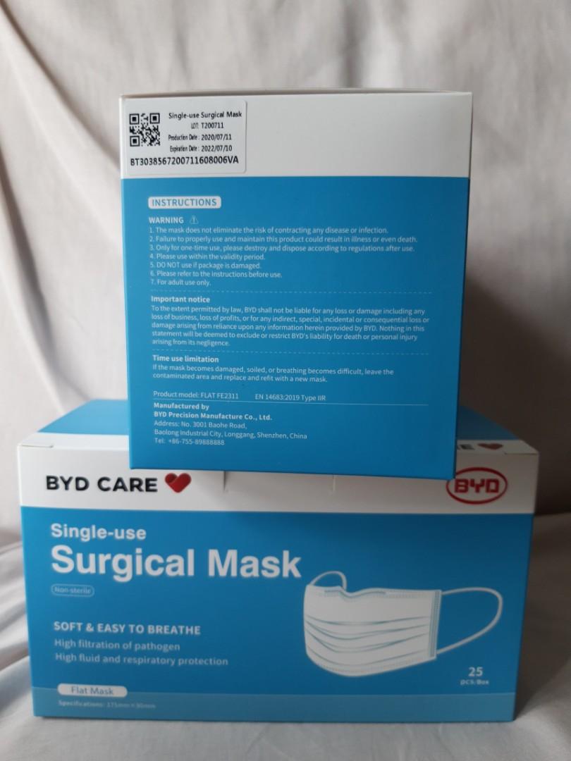 BYD Care Single-use surgical mask, Health & Nutrition, Face Masks ...