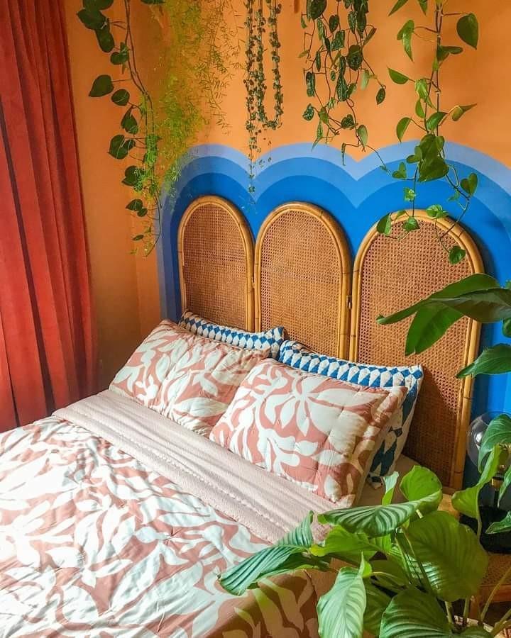 Cottagecore arc rattan room divider screen partition 4 panel backdrop ...