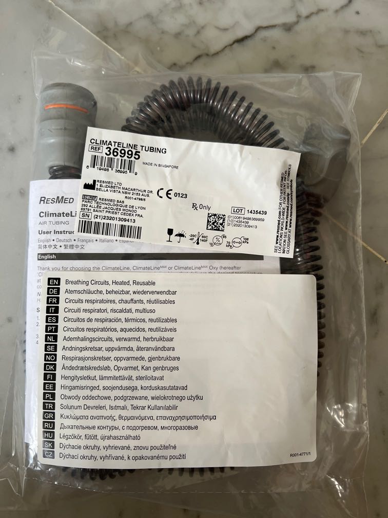 CPAP resmed Climateline Tubing 36995, Health & Nutrition, Medical ...