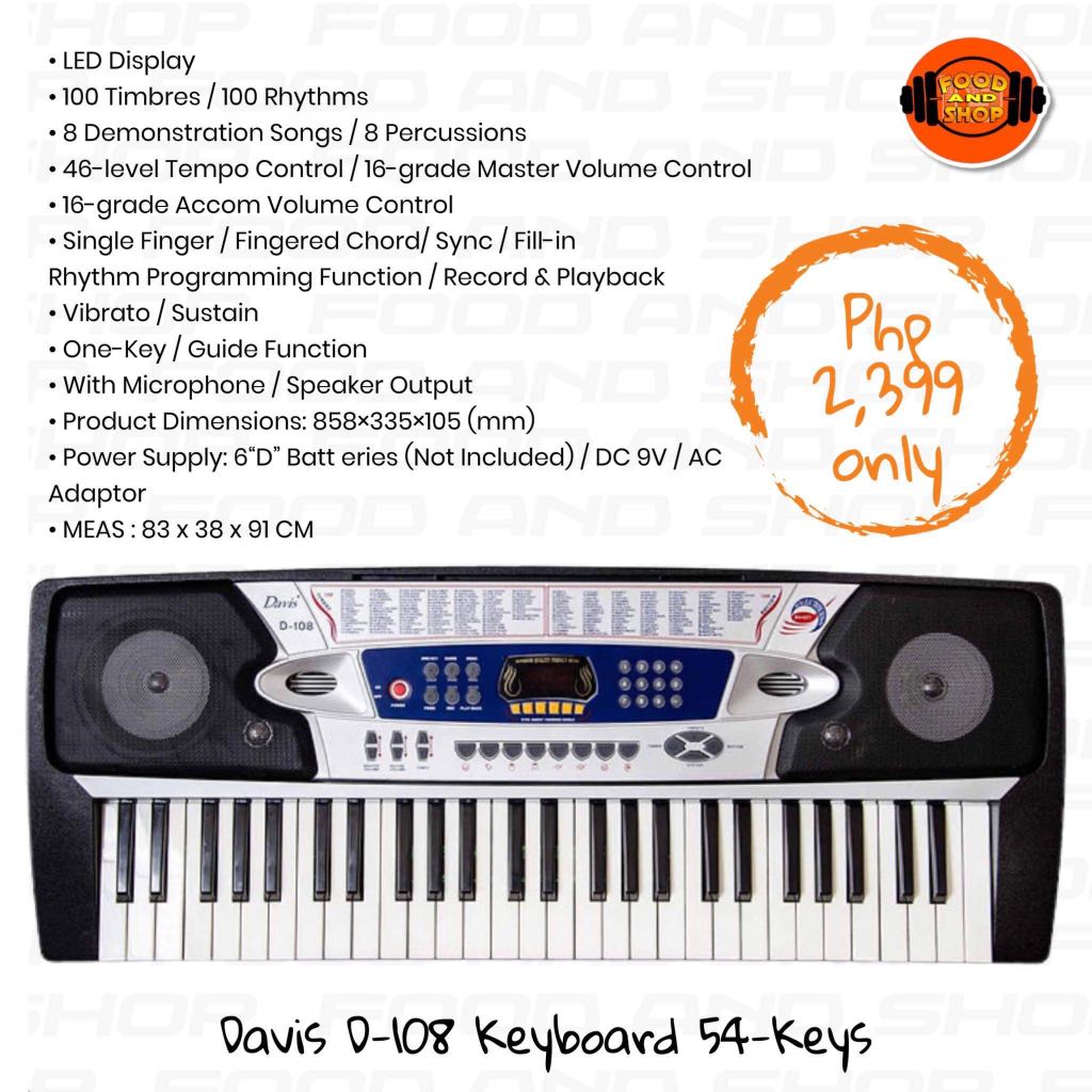 Davis D-108 Keyboard 54-Keys, Hobbies & Toys, Music & Media, Musical ...