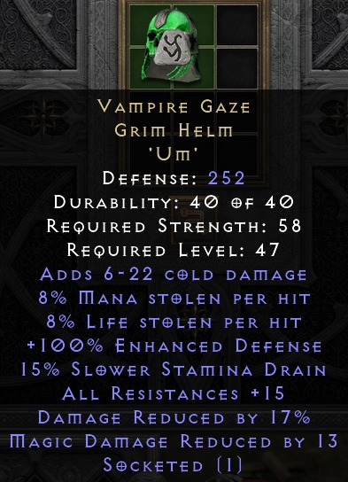 Diablo 2 Resurrected Vampire Gaze (Helm), Video Gaming, Gaming ...