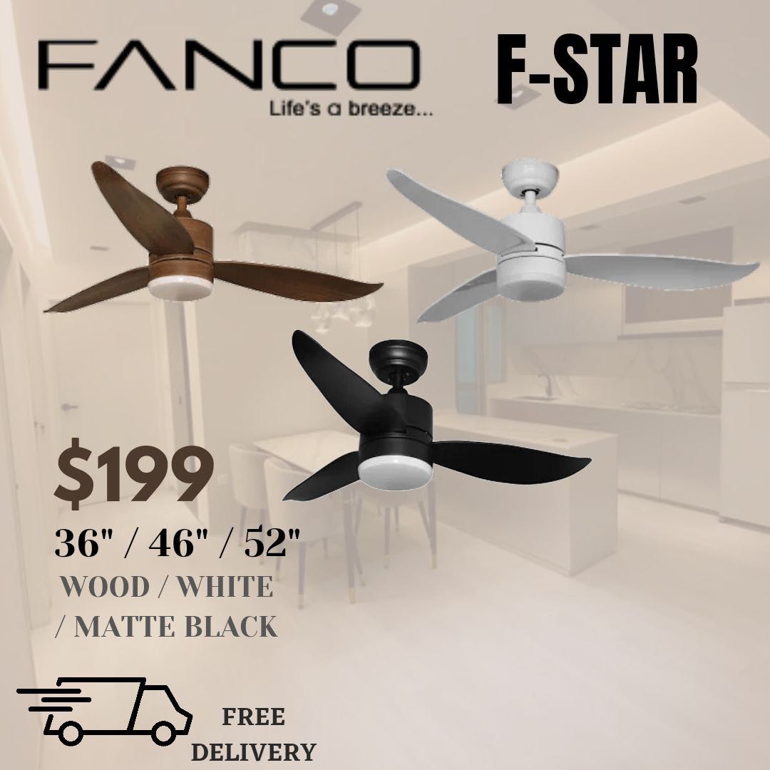 FANCO F STAR DC 36/46/52 Inch Ceiling Fan With Remote And 3 Tone LED ...