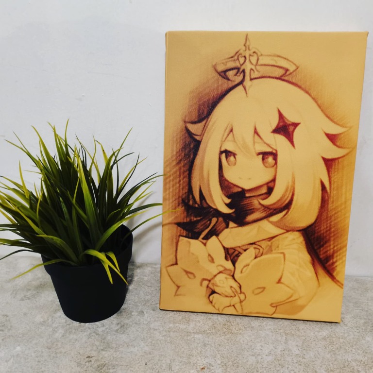 Genshin Impact Paimon / Paimonalisa Portrait A4 & A3 Wooden Canvas ...