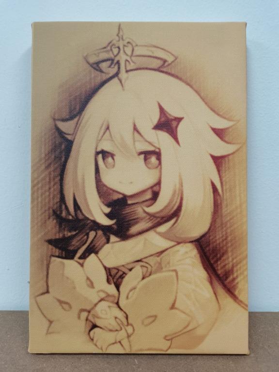 Genshin Impact Paimon / Paimonalisa Portrait A4 & A3 Wooden Canvas ...
