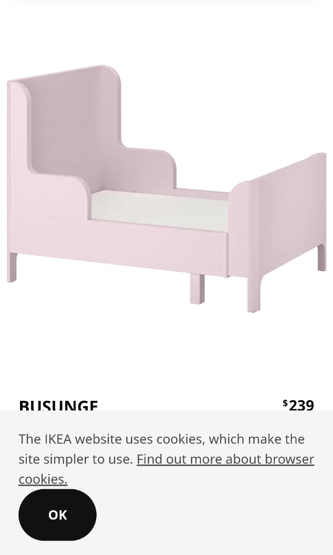 Ikea pink busunge extendable bed, Babies & Kids, Baby Nursery & Kids ...