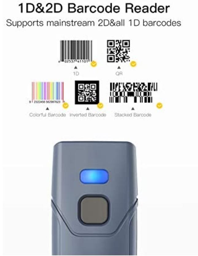 Inateck Barcode Scanner 2D, Bluetooth Barcode Scanner, Bluetooth 5.0 ...