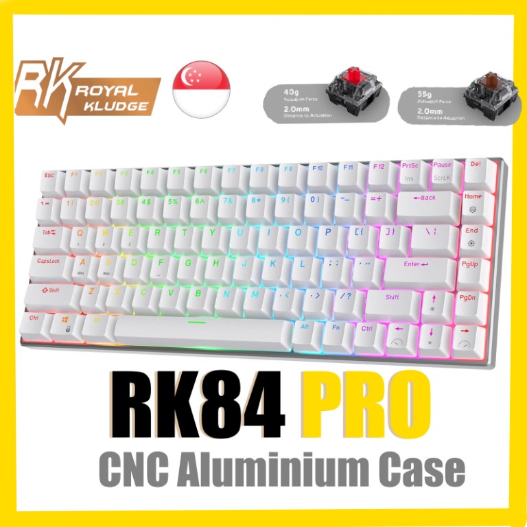 RK84 Pro Aluminium CNC Hot-Swappable Bluetooth & 2.4gHz USB Wireless 80 ...