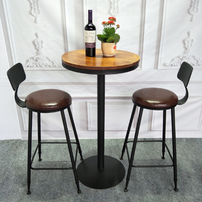 Round/Square Table Bar High Table Metal Leg, Furniture & Home Living ...