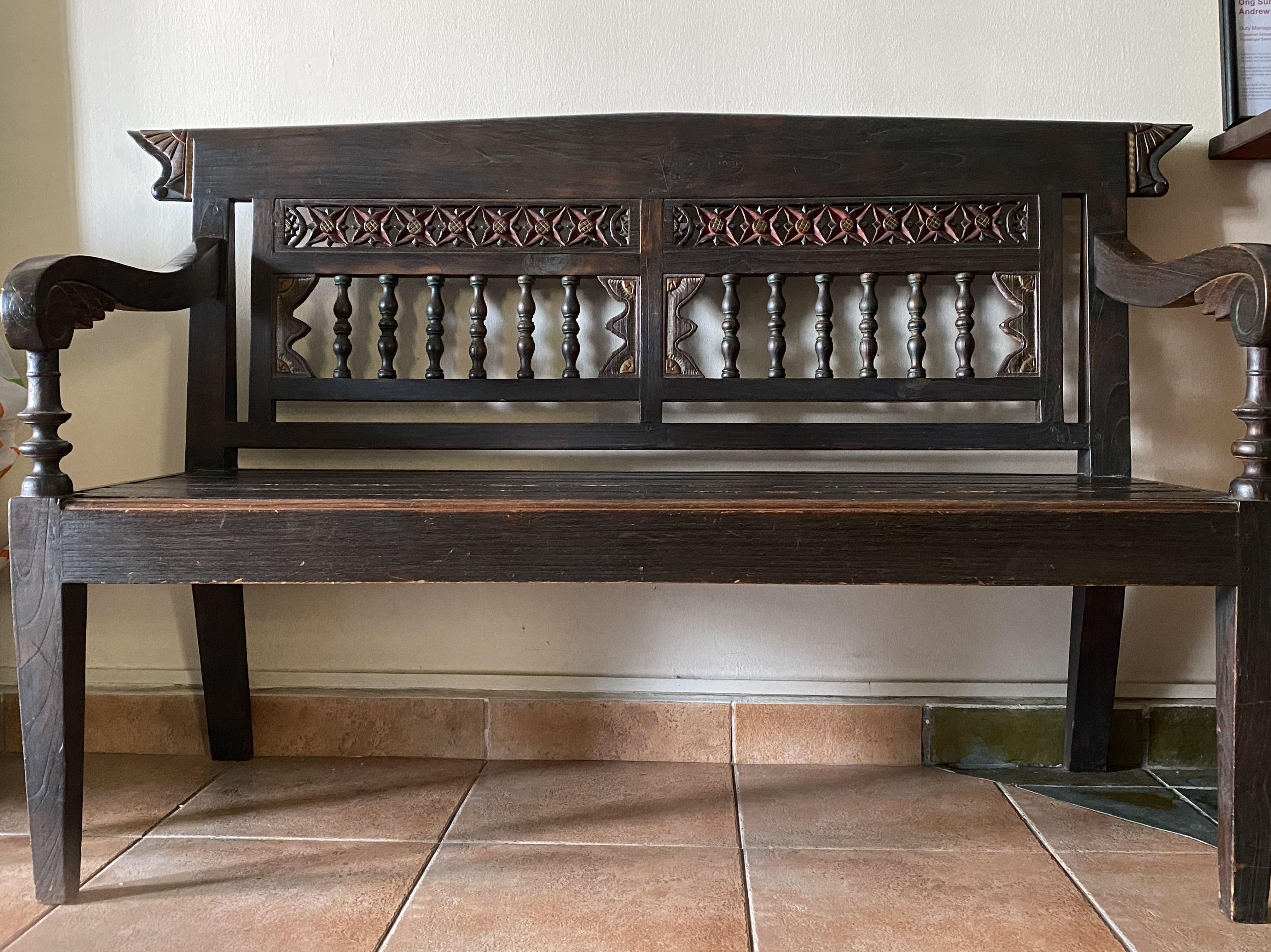 Rustic Teakwood Balinese Bench / Chair, Furniture & Home Living ...