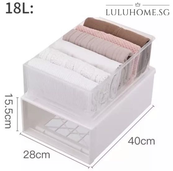 Set of 3 stackable storage boxes with drawers - white, Furniture & Home ...