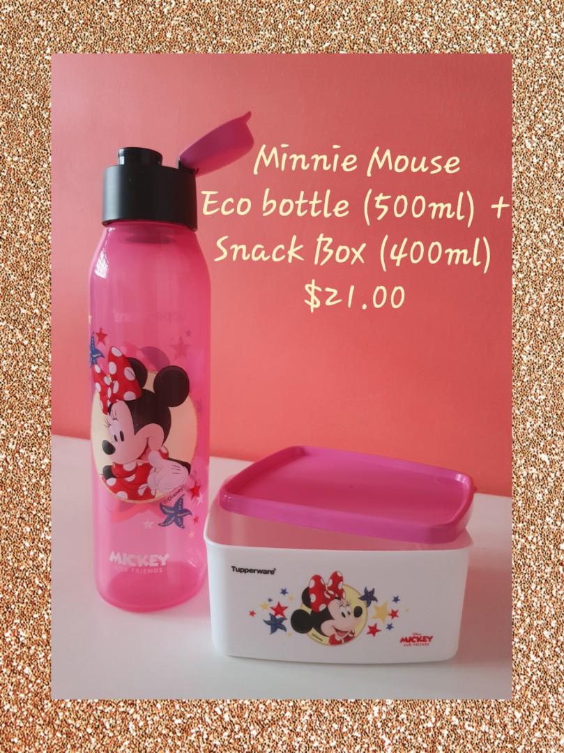 Tupperware Mickey/Minnie Water bottle and snack/lunch box, Furniture ...