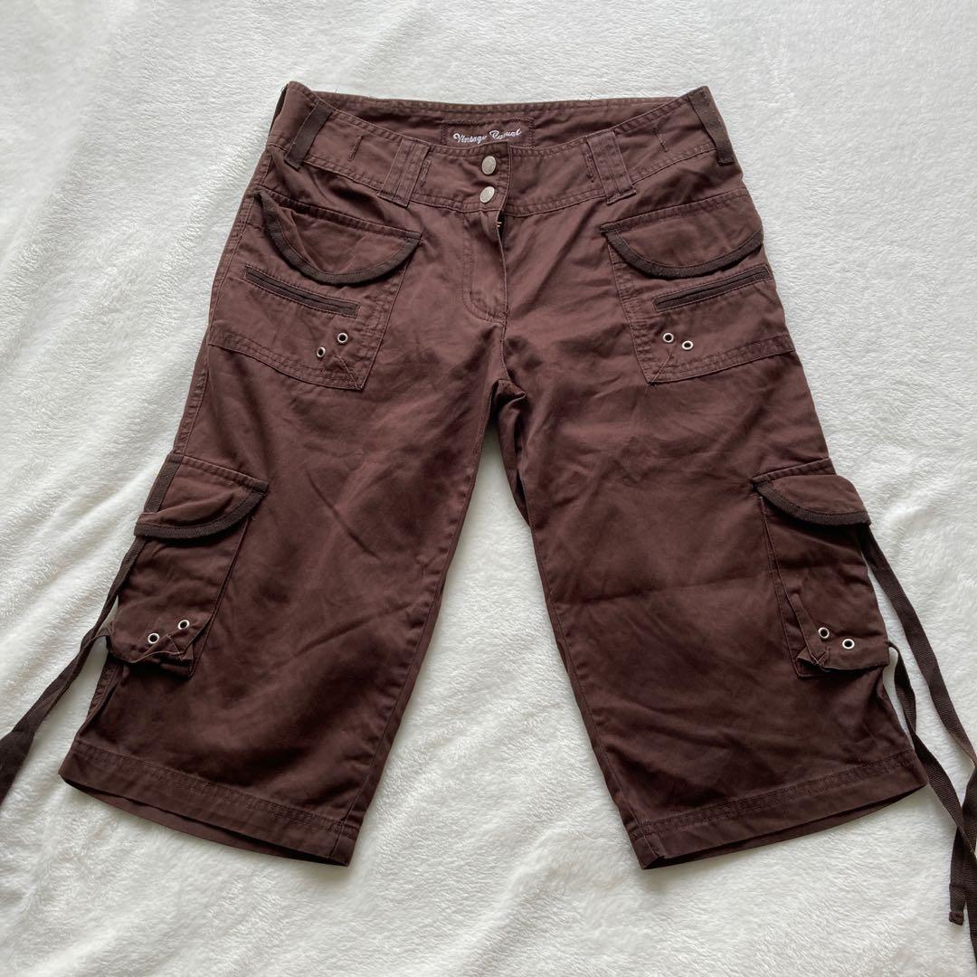 y2k brown cargo grunge 3/4 berms / pants / shorts, Women's Fashion ...