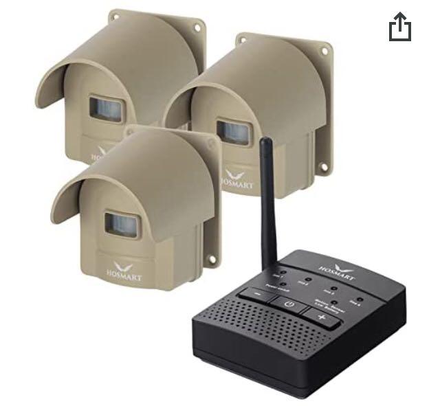 1/2 Mile Hosmart Rechargable Driveway Alarm Wireless Sensor System ...