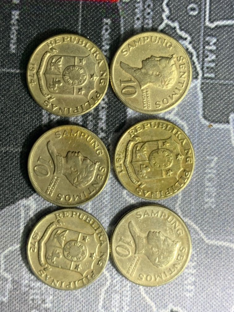 1971 - 1972 - 1974 Sampung Sentimos Jose Rizal Philippine Coin, Hobbies ...