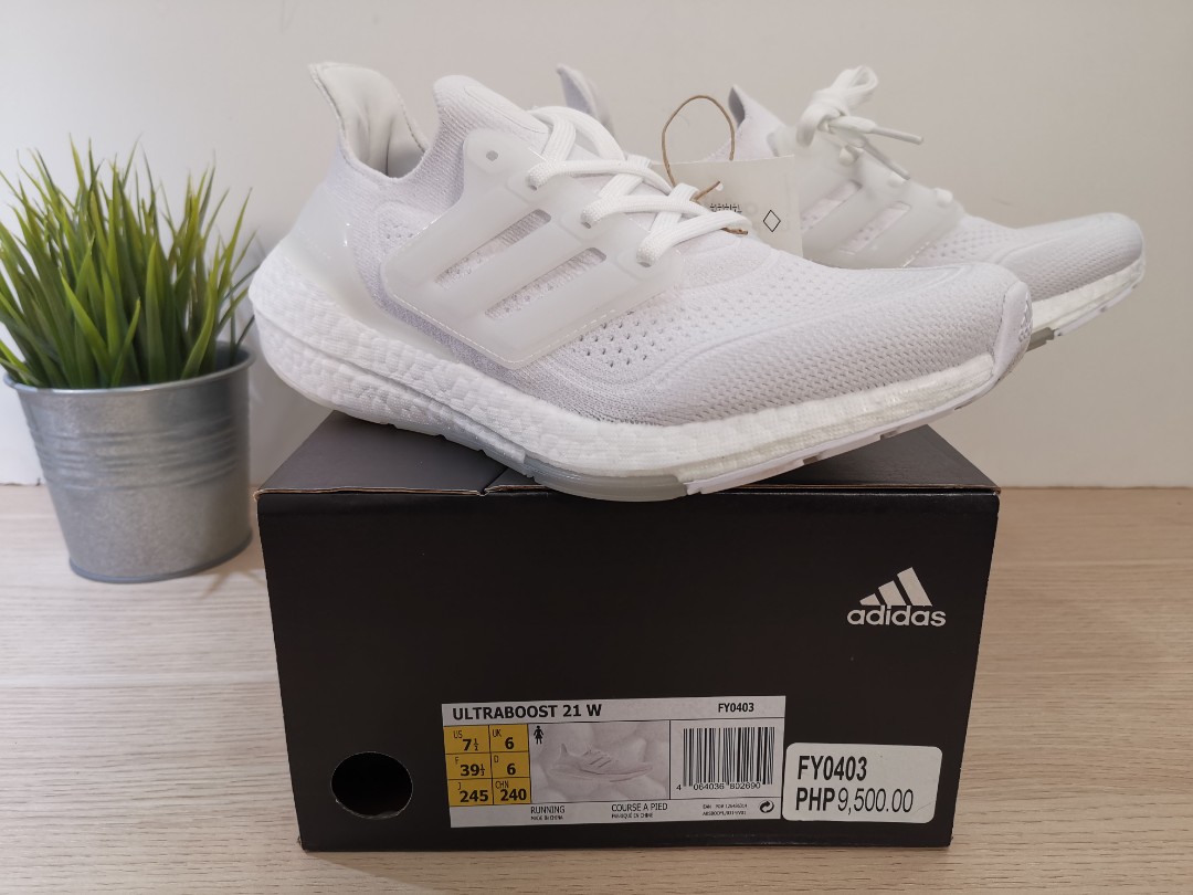 Adidas Ultraboost 21 TRIPLE WHITE FY0403, Women's Fashion, Footwear ...