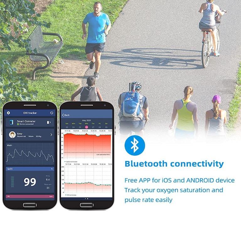 BLT M70C Upgraded Pulse Oximeter with Free APP, SpO2 Blood Oxygen Saturation Monitor with Heart ...