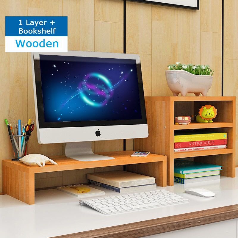 Computer Monitor Stand with Book Shelf, Furniture & Home Living ...