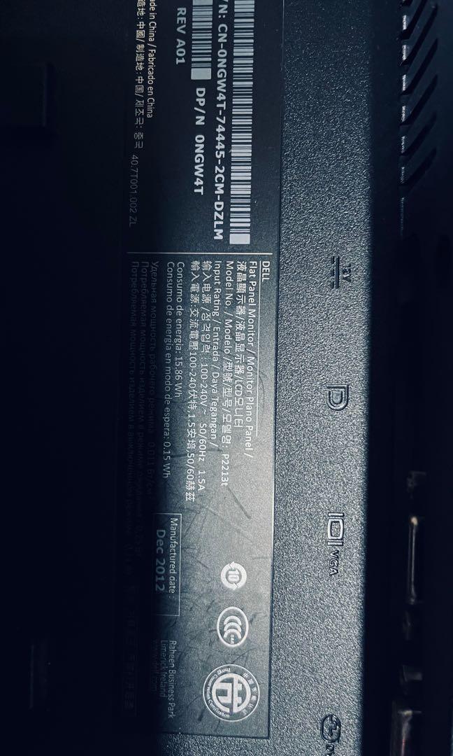 Dell P2213 22" monitor., Computers & Tech, Desktops on Carousell