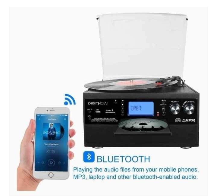 Digitnow All in One Turntable Plaka Vinyl Record CD Cassette Tape Deck ...